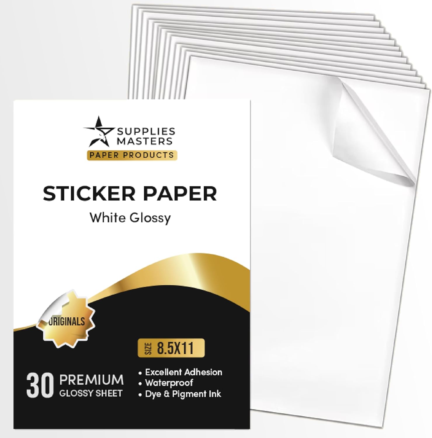 Amazon.com : Supplies Masters, 30 Glossy Sticker Sheets 8.5 x 11 ...