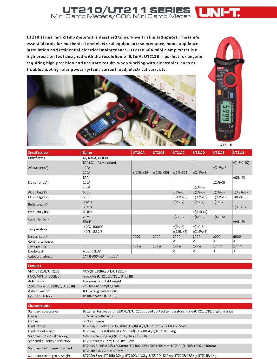 Snapklik.com : UNI-T Digital Clamp Meter UNI-T UT210A/B/C/UT210D/UT210E ...