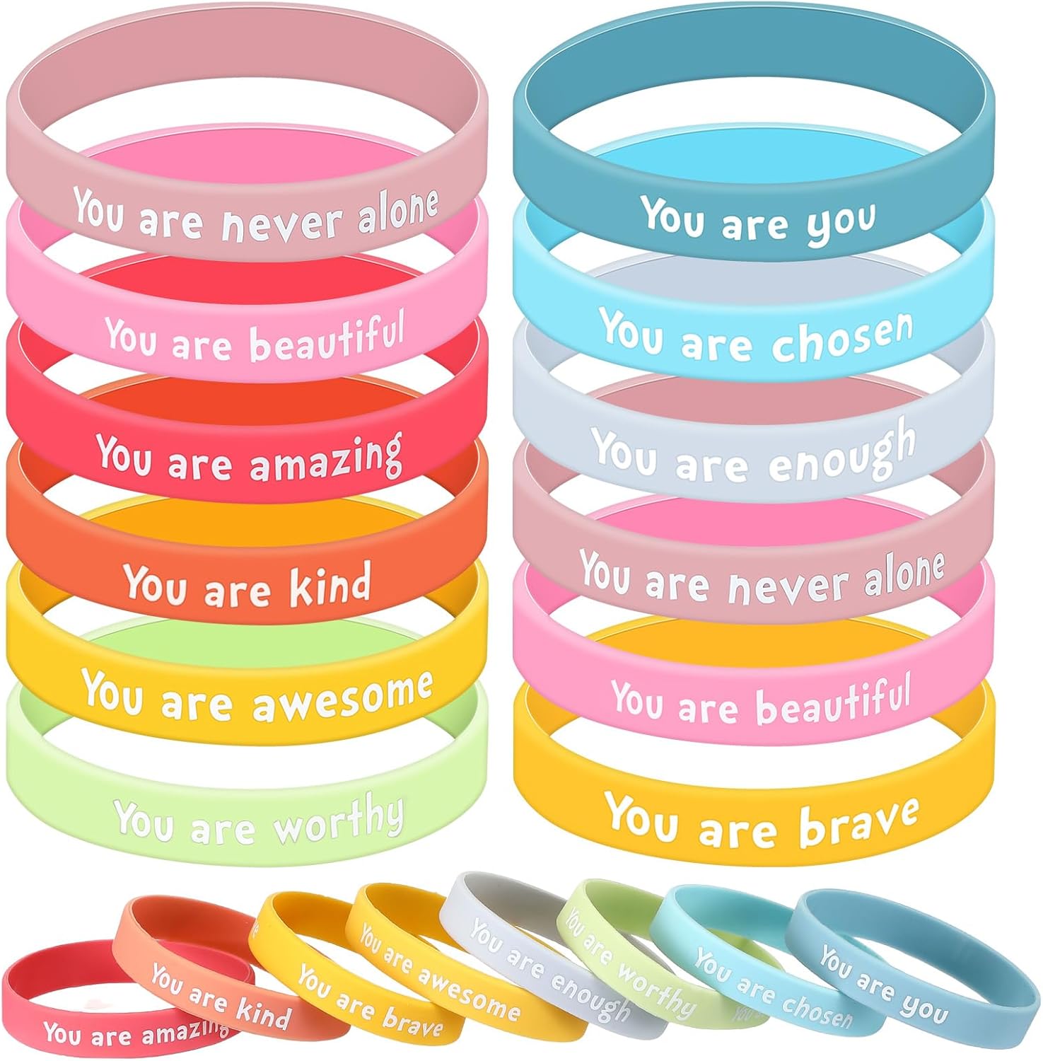 Otuuz 20 Pcs Motivational Silicone Wristbands Inspirational Rubber ...