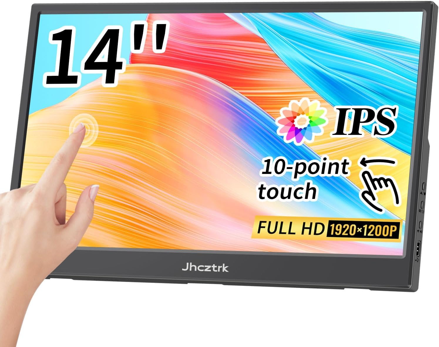 Touchscreen, Portable Monitor 14-inch Full HD 1200P Built-in Tripod and ...