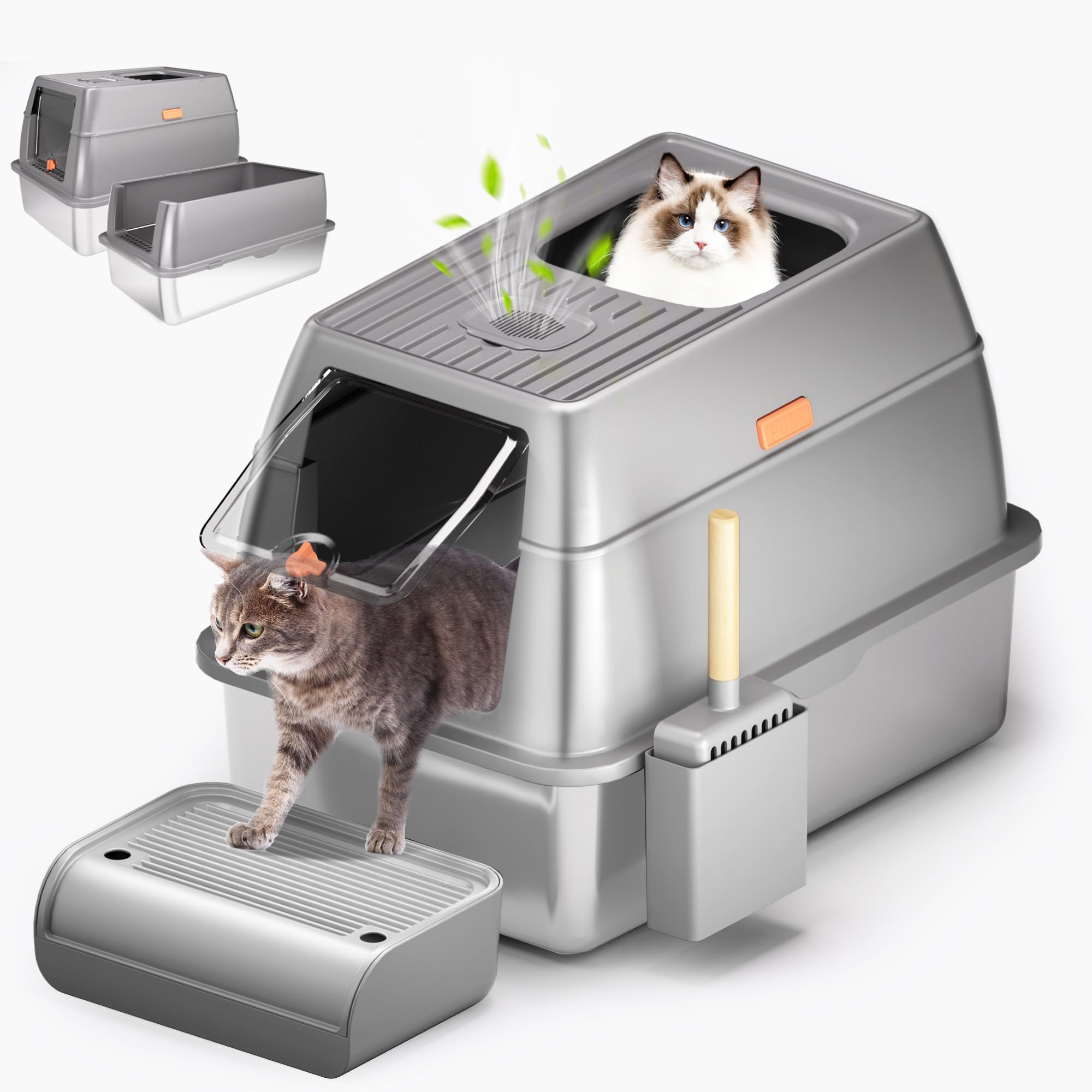 Amazon.com: Stainless Steel Cat Litter Box with Lid, XL Extra Large ...