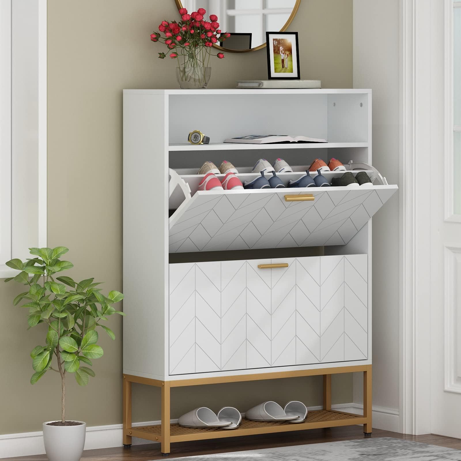 Amazon.com: LITTLE TREE Shoe Cabinet with 5-Tier Shoe Storage Shelves ...
