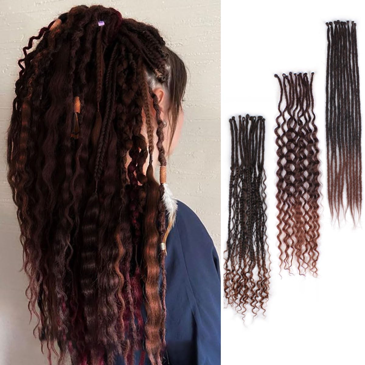 Amazon.com : Lounoke 24 Inch 30 Strands SE Dreadlock Extensions Sets，3 ...