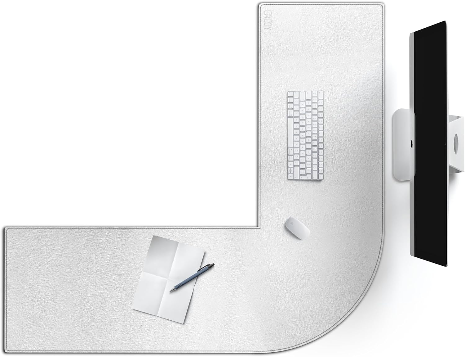 Amazon.com : Cacoy L-Shaped Desk Mat, PU Leather Computer Desk Pad, Reversible L Shaped Gaming ...