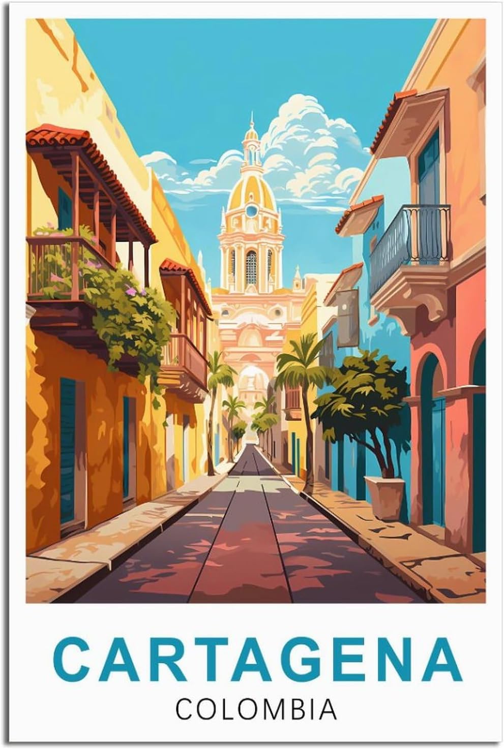 Amazon.com: iPuzou Cartagena Colombia Vintage Travel Posters Building ...