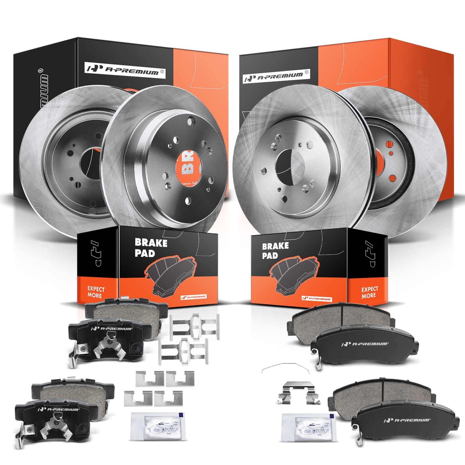 Amazon.com: A-Premium Front Vented & Rear Solid Disc Brake Rotors ...