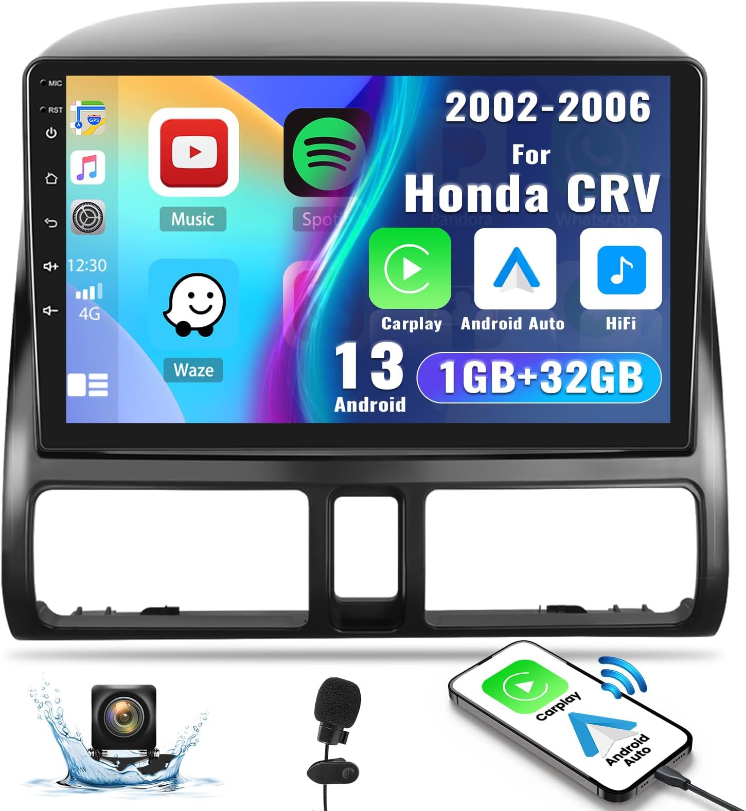Amazon.com: CAMECHO 1G+32G Android 13 Car Stereo Radio for Honda CRV ...