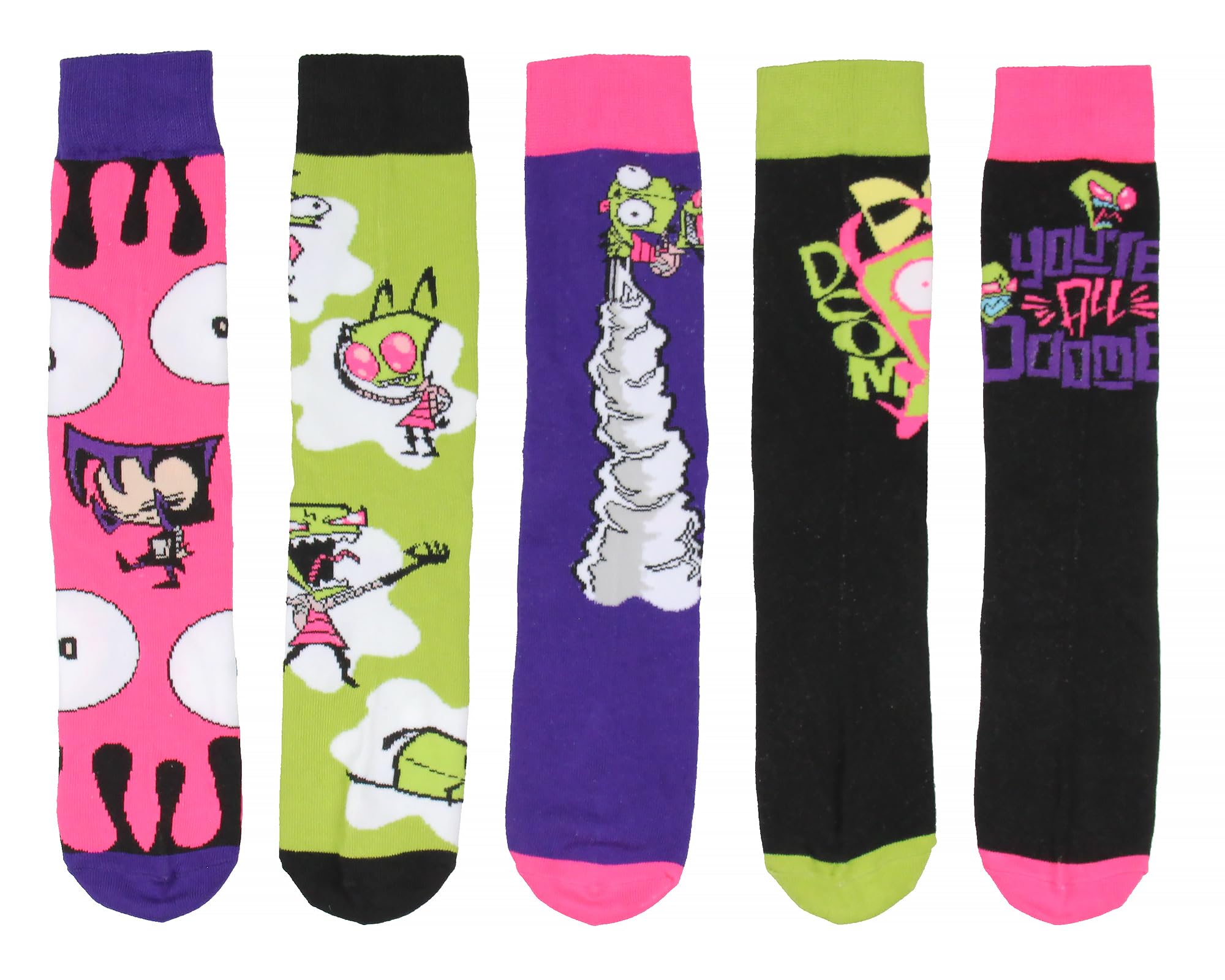 Amazon.com: Bioworld Invader Zim Crew Socks, Invader Zim Gir Grr ...