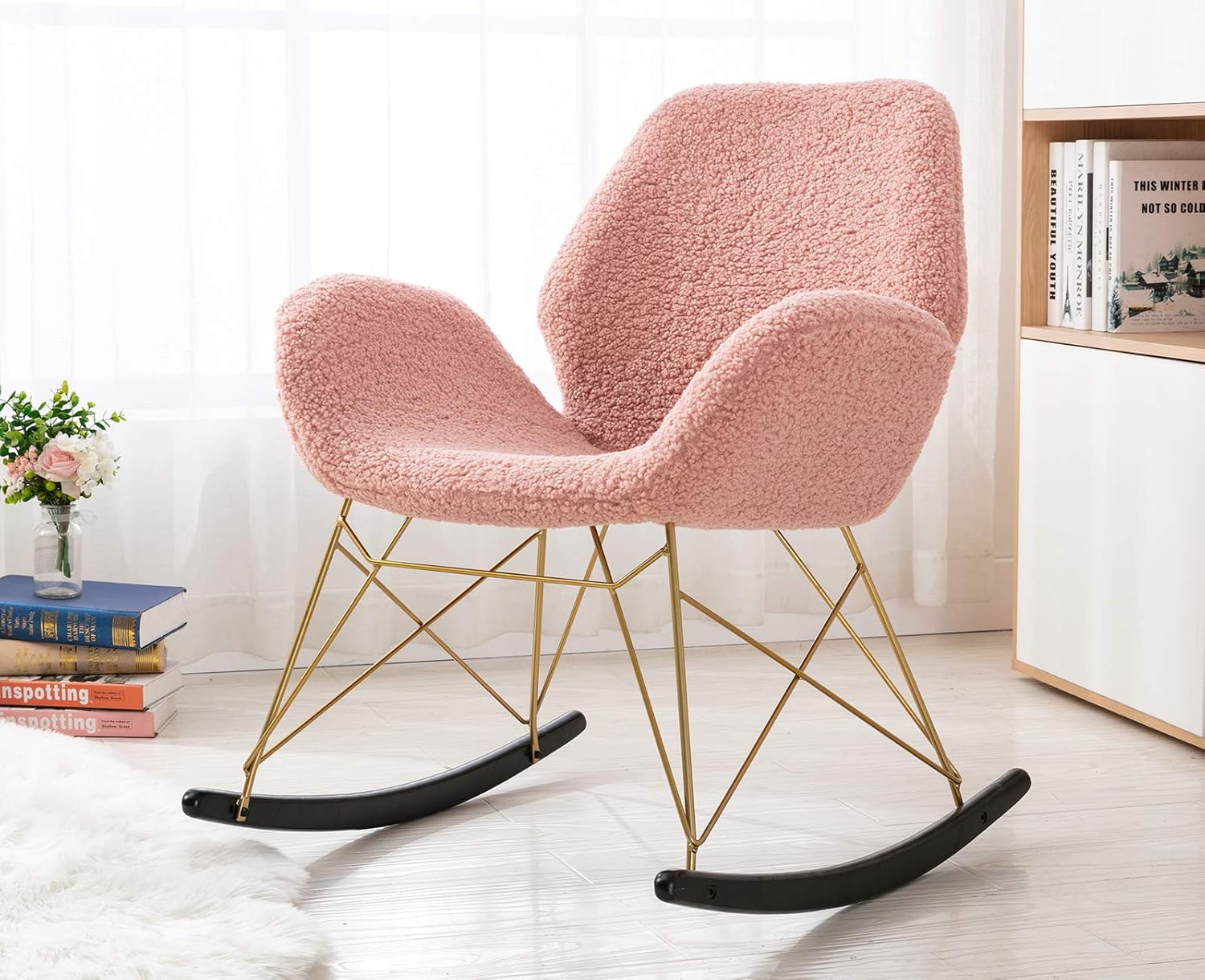 Buy Chairus Modern Rocking Chair Living Room Accent Chair Lamb Wool ...