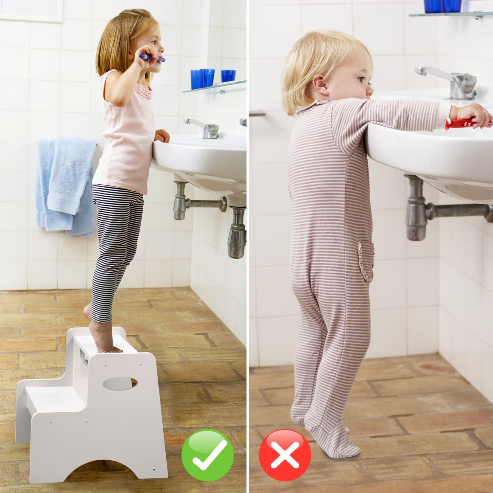 Blyde Toddler Step Stool for Kids Two Step Stool Bathroom Basin Stool ...