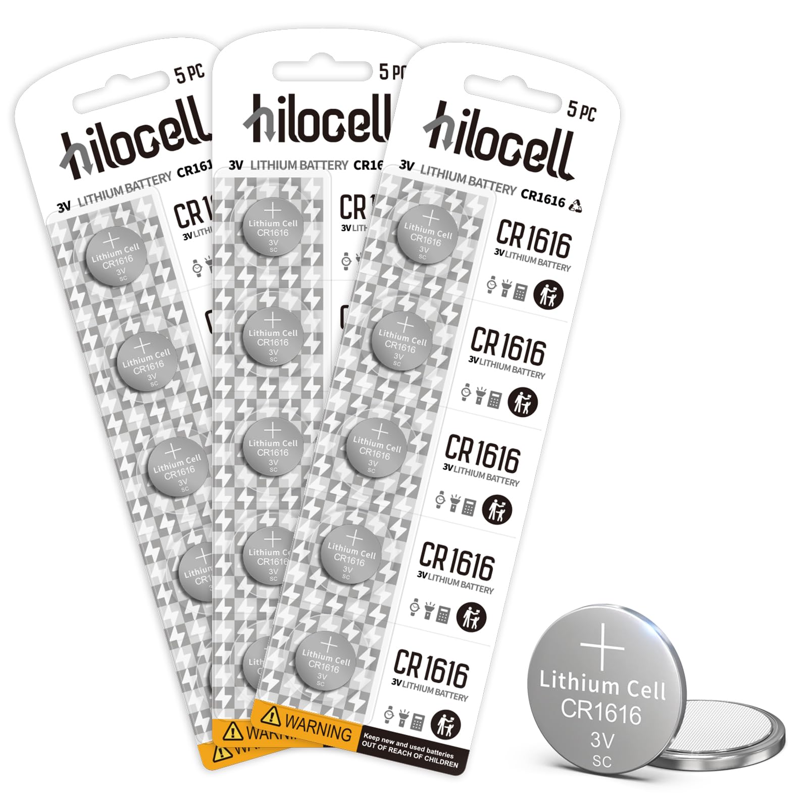 Amazon.com: hilocell CR1616 Lithium 3V Coin Battery 15 Pack, 3 Volt CR ...