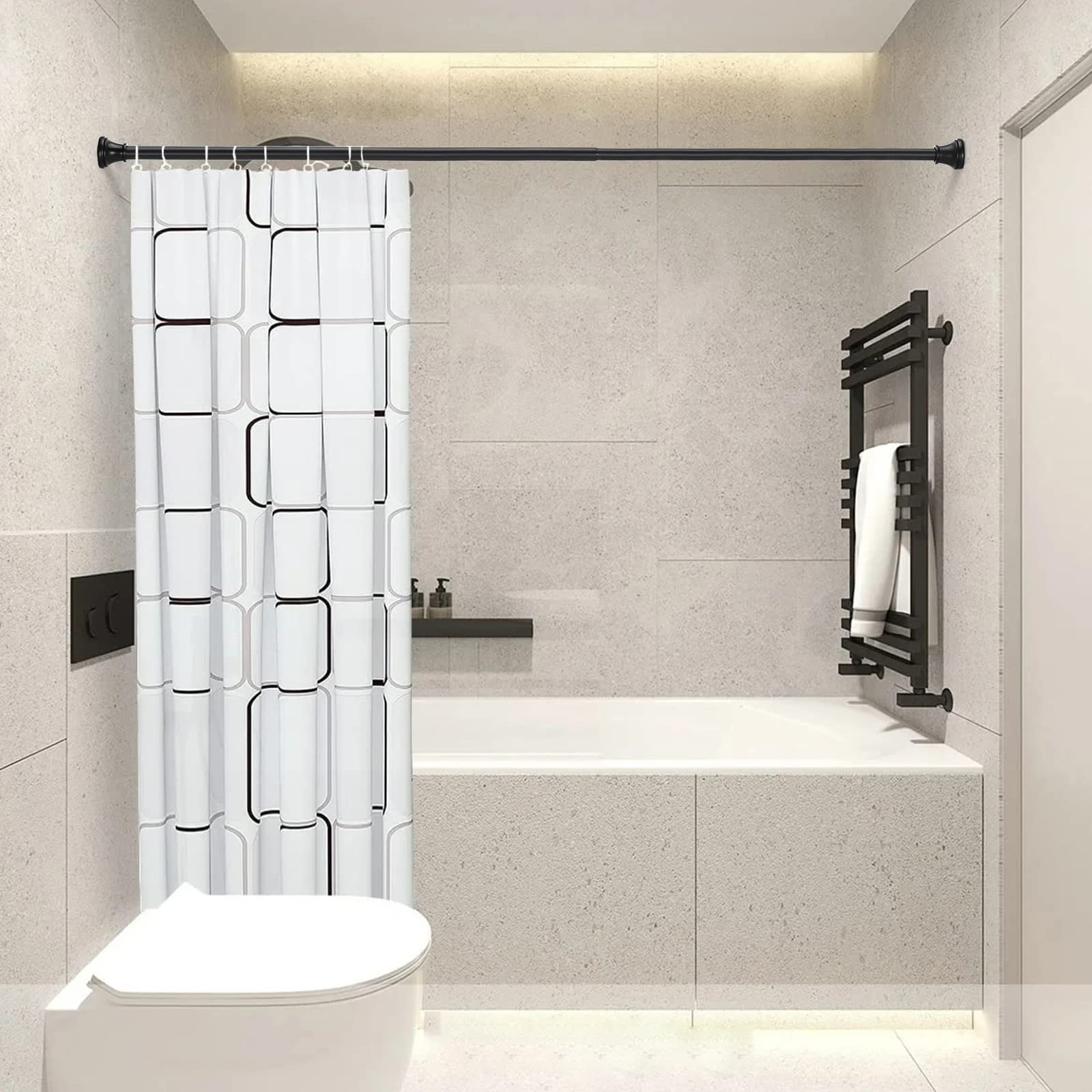 YNL Shower Curtain Rod Tension- No Drill, Never Rust, Non-Slip Spring ...