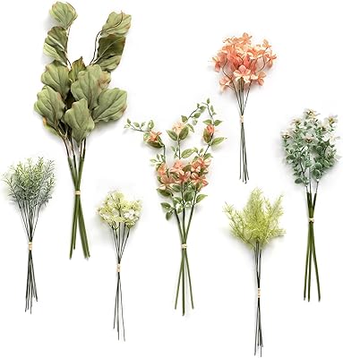 Amazon.com: Floroom Artificial Greenery Stems Box Set, 63pcs with 7 ...