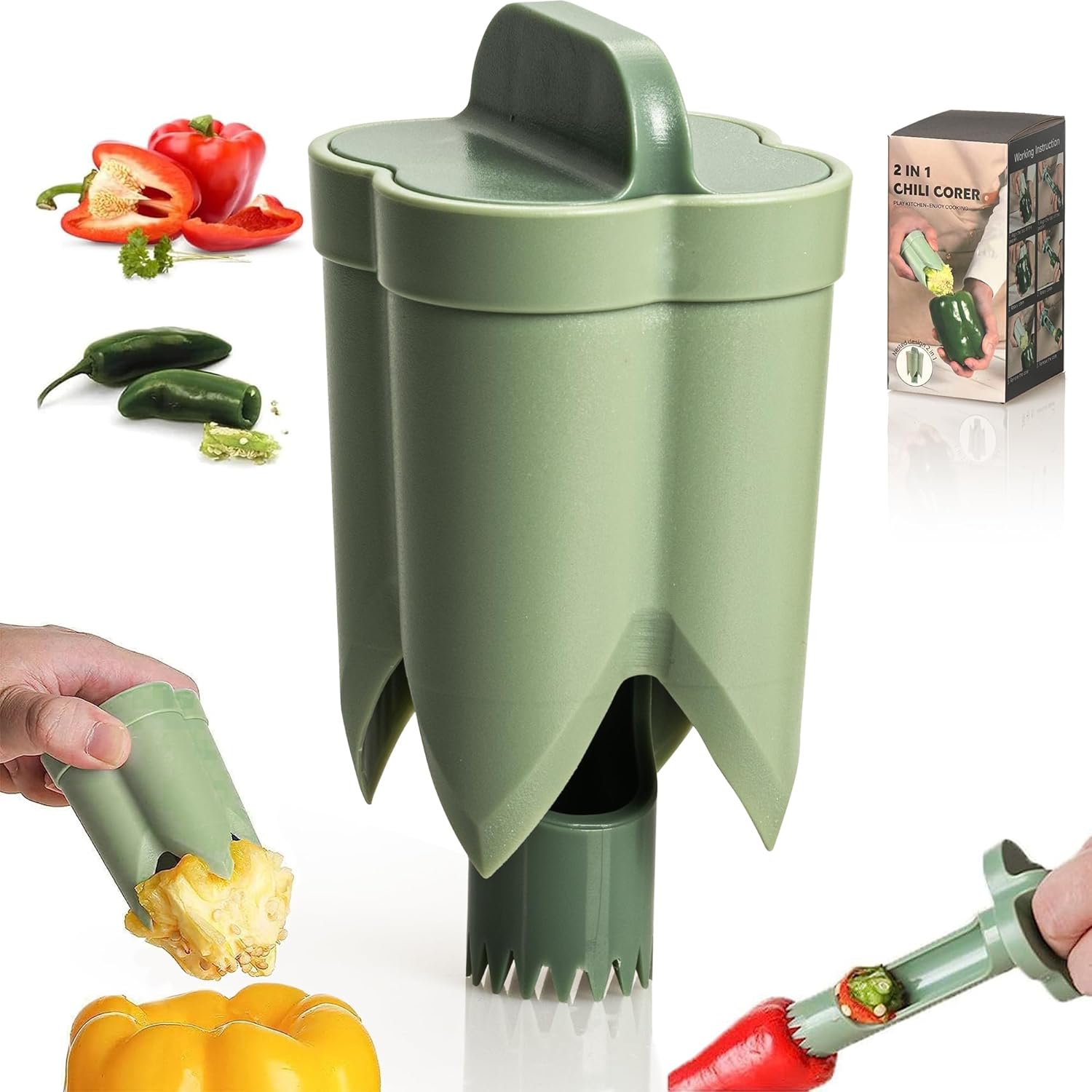 Amazon.com: Get the New 2 in 1 Bell Pepper Cutter & Seed Remover Tool ...