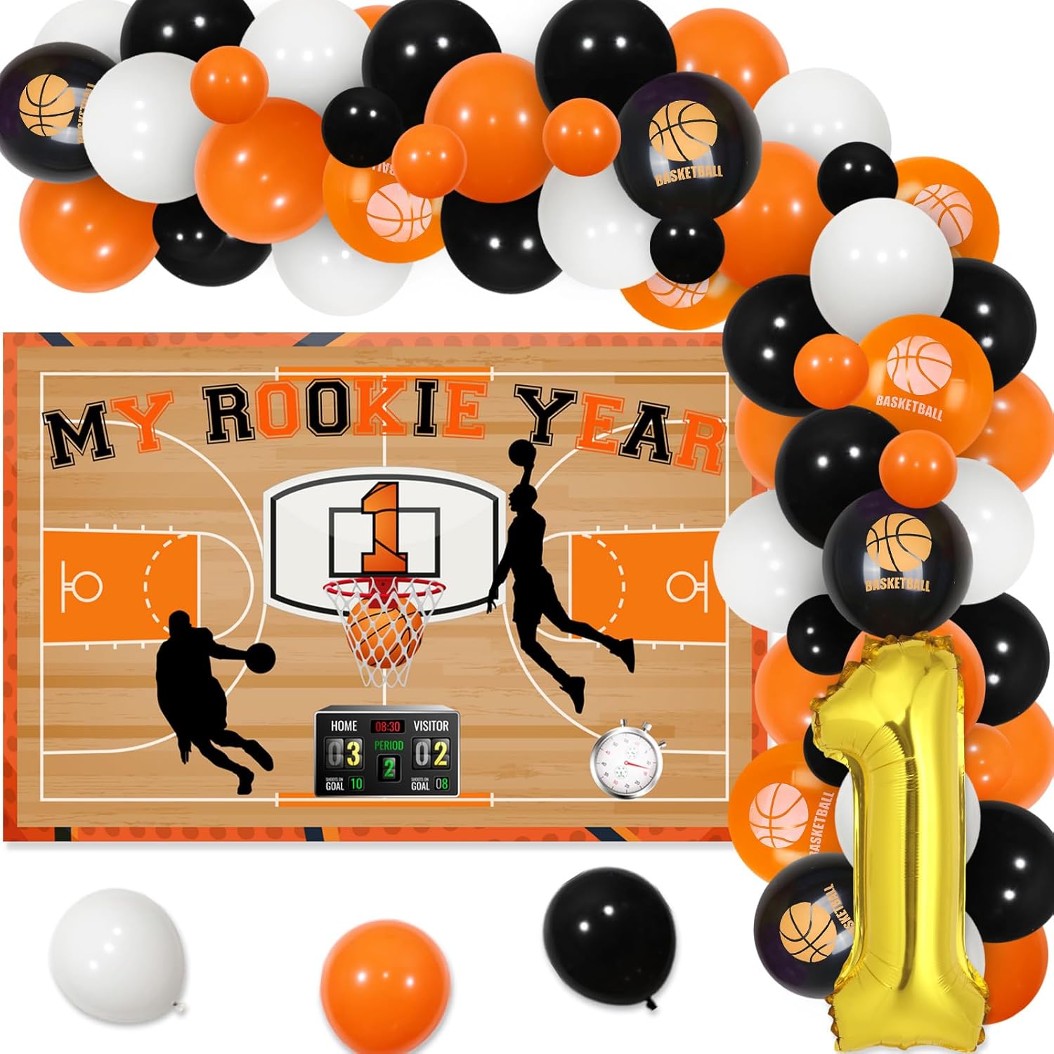 Amazon.com: Sursurprise Basketball 1st Birthday Decorations, My Rookie ...