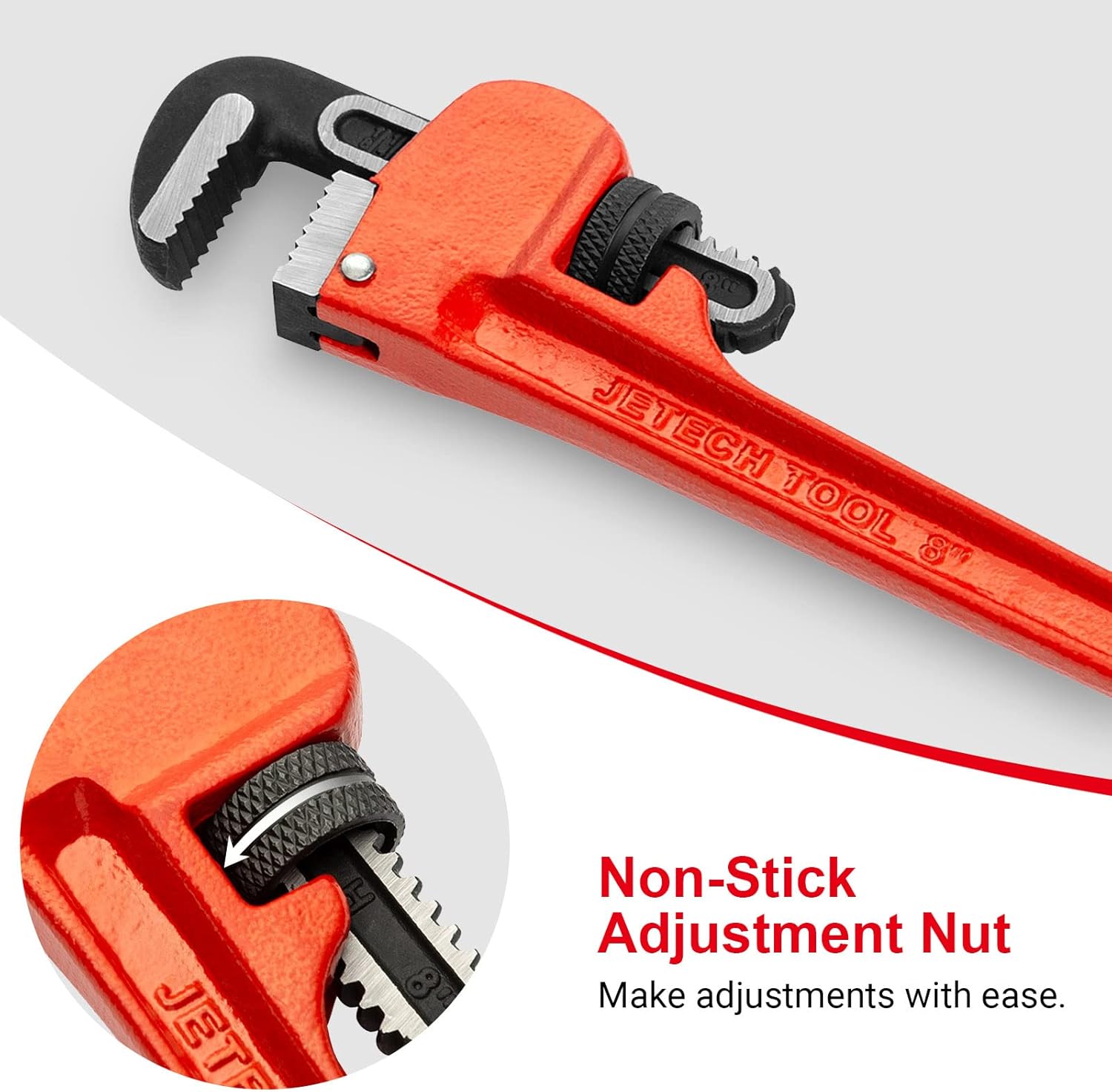 Jetech 8-inch Heavy Duty Pipe Wrench - Adjustable Aluminum Plumbers ...