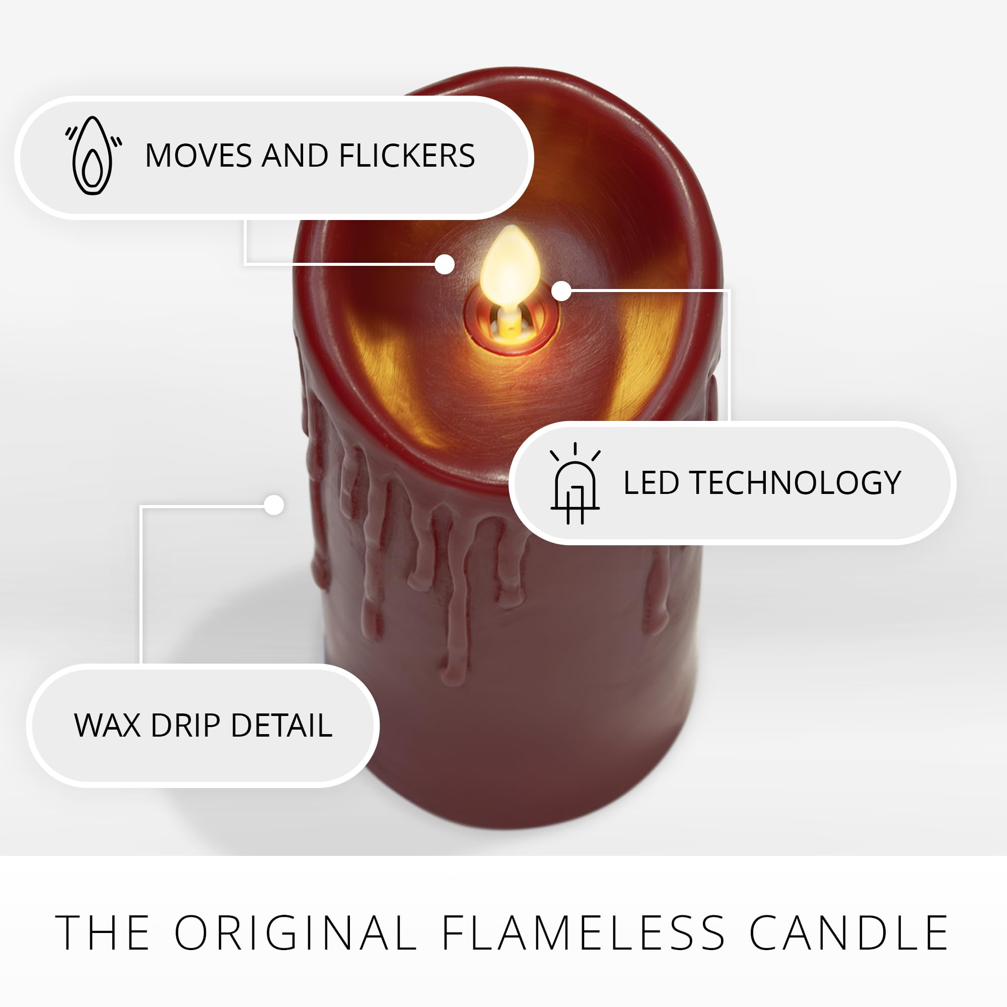 Snapklik.com : Wax Drip Flameless LED Candle, Burgundy 3.4" X 4.5 ...