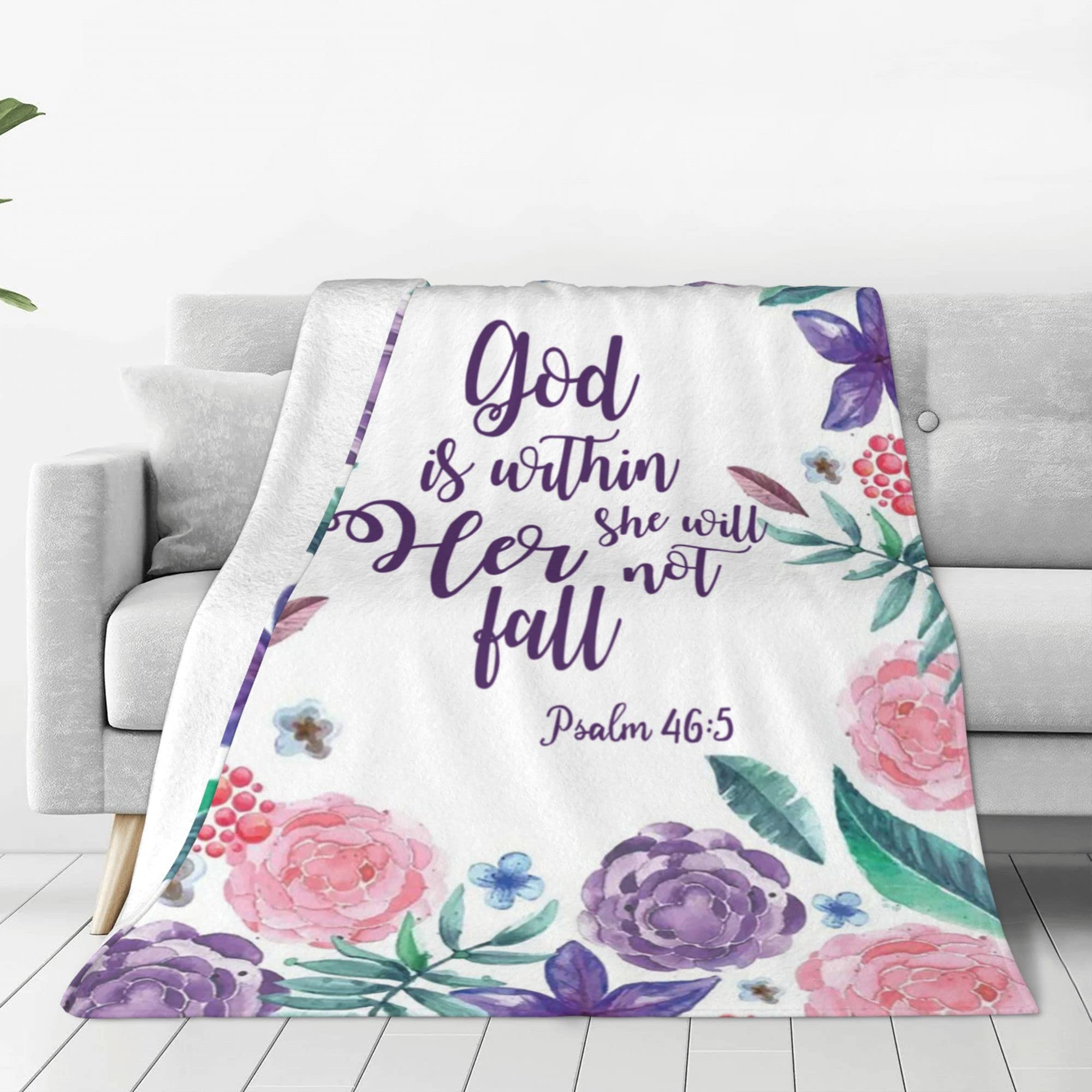 Amazon.com: God is Within Her Blankets Bible Verse Blanket Spiritual ...