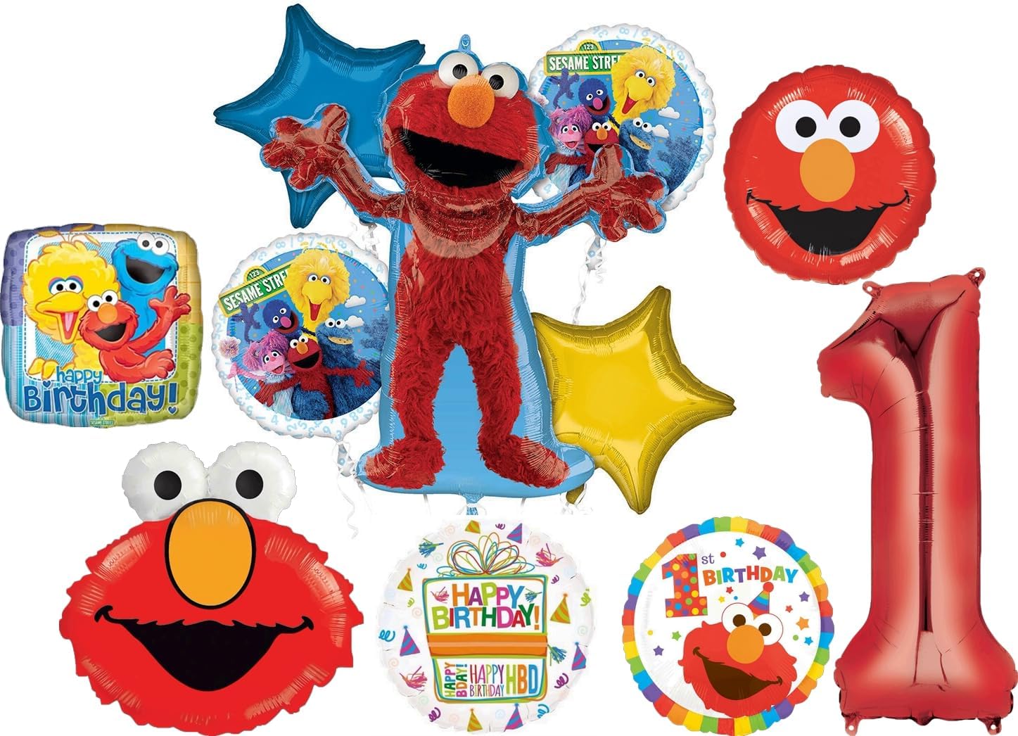Amazon.com: Elmo 1st Birthday Party Supplies Sesame Street Balloon ...
