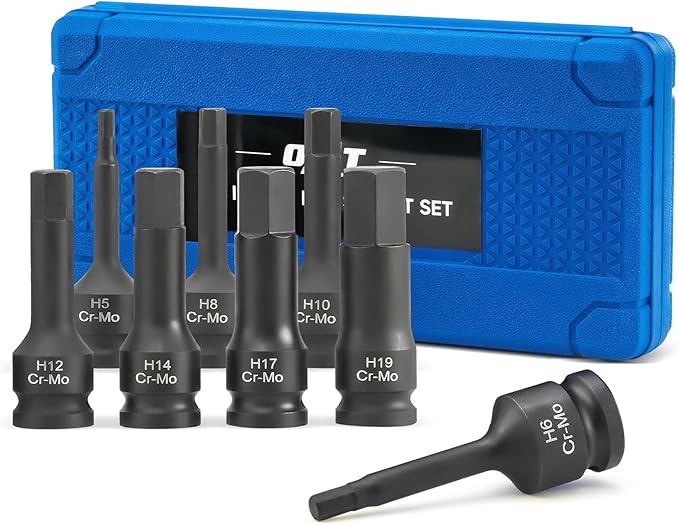 Orion Motor Tech Hex Allen Bit Sockets, 8pc 1/2" Drive Impact Allen Bit ...