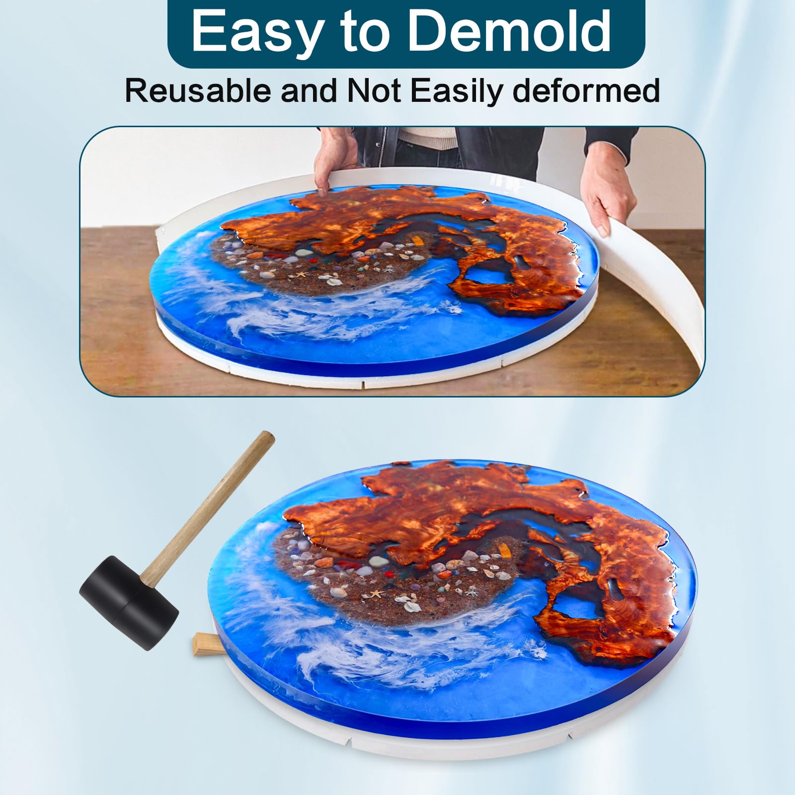 Snapklik.com : Extra Large Epoxy Resin Table Molds,30" Reusable Deep ...