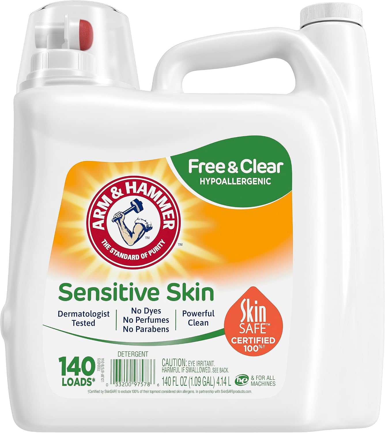Amazon.com: Arm & Hammer Sensitive Skin Free & Clear, 140 Loads Liquid ...