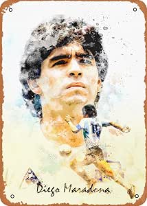 Amazon.com : Maradona Watercolor Metal Tin Sign 8 x 12 in Sports ...