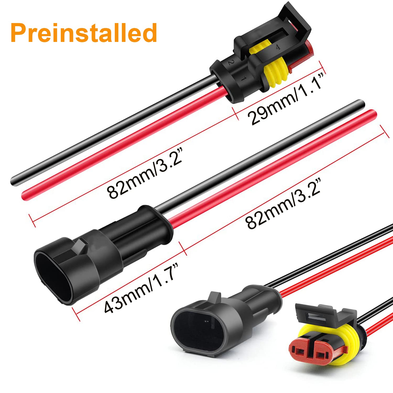 Snapklik.com : Twippo 20 AWG 20 Kits 2 Pin Connector Waterproof Wire ...