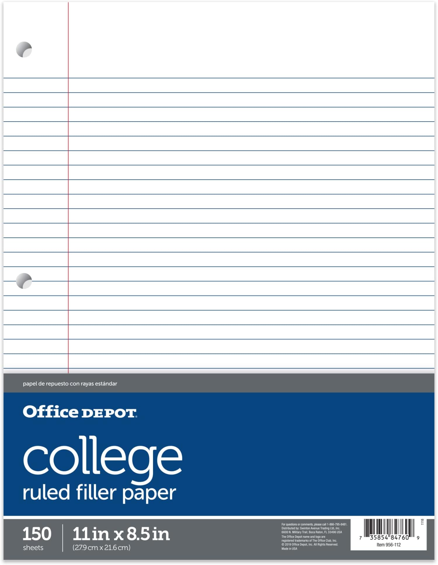 Amazon.com : Office Depot Notebook Filler Paper, College-Ruled, 8 1/2in ...