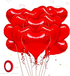 Amazon.com: Heart Balloons,18 Inch Red Heart Balloons 30 PCS Large ...