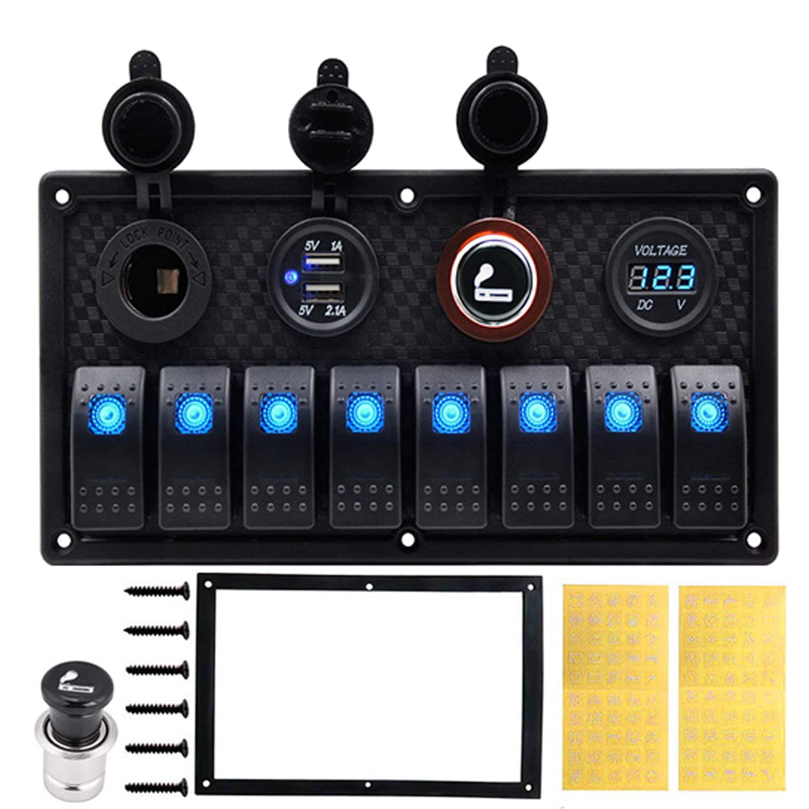 Snapklik.com : KAOLALI 8 Gang Waterproof Boat Rocker Switch Panel 12V ...