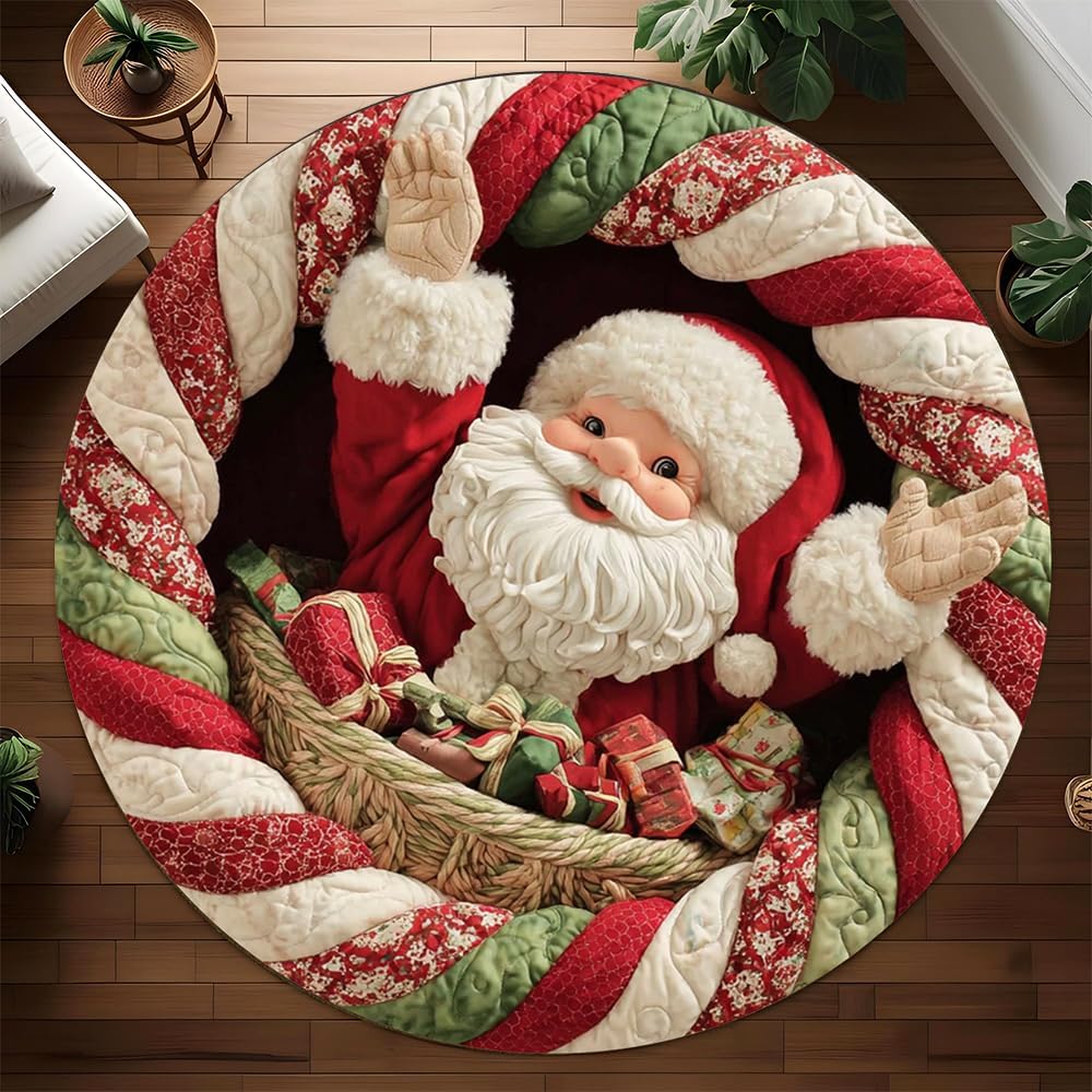 Amazon.com: 3D Christmas Round Rug – Festive Optical Illusion Holiday ...
