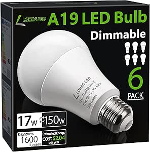 LOHAS LED Light Bulbs 150W Equivalent, Daylight White 5000K Dimmable ...