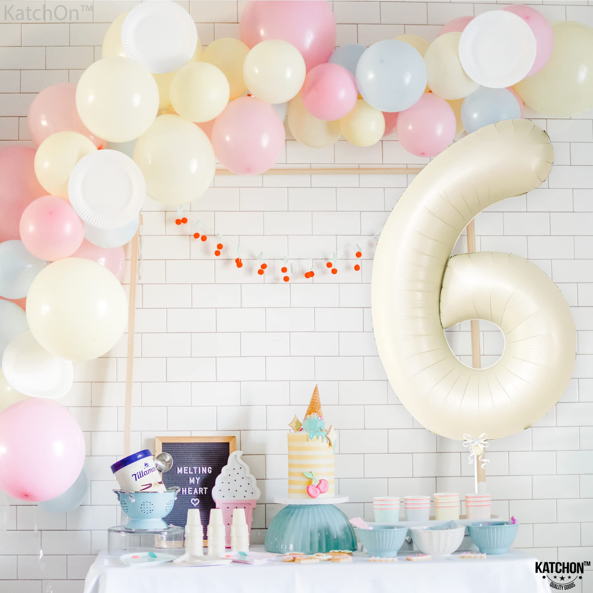 Snapklik.com : Giant Cream Number 6 Balloon - 40 Inch 6th Birthday ...