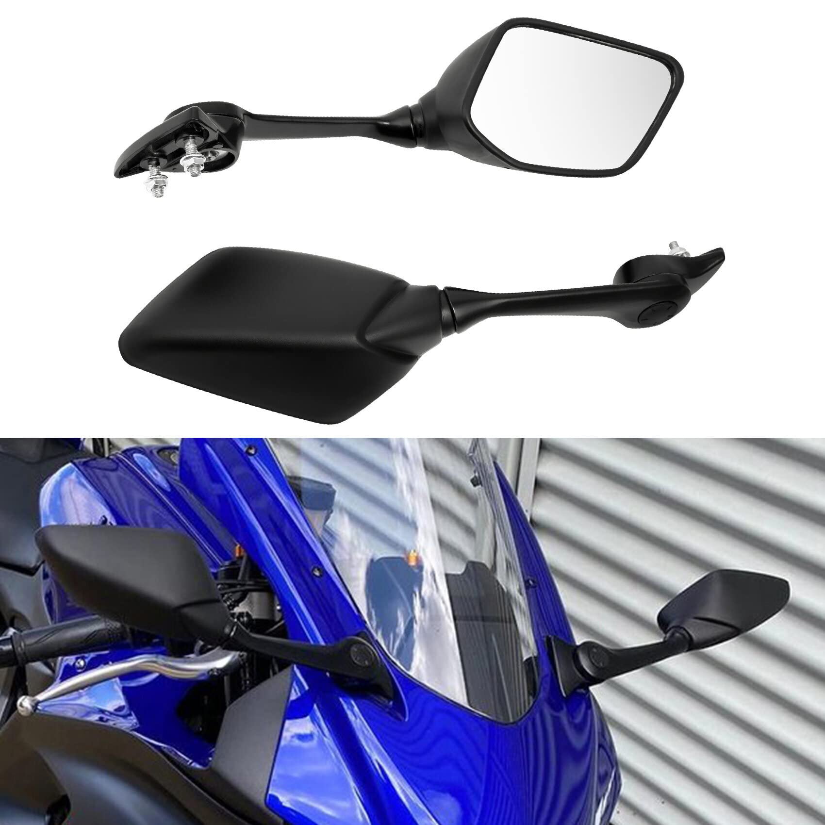 Amazon.com: XMT-MOTO Black Side Rear View Mirrors Fits For Yamaha YZF ...