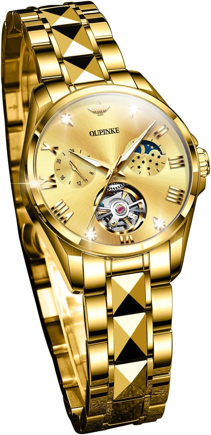 Amazon.com: OUPINKE Women Automatic Watches Luxury Diamond Flywheel Two ...