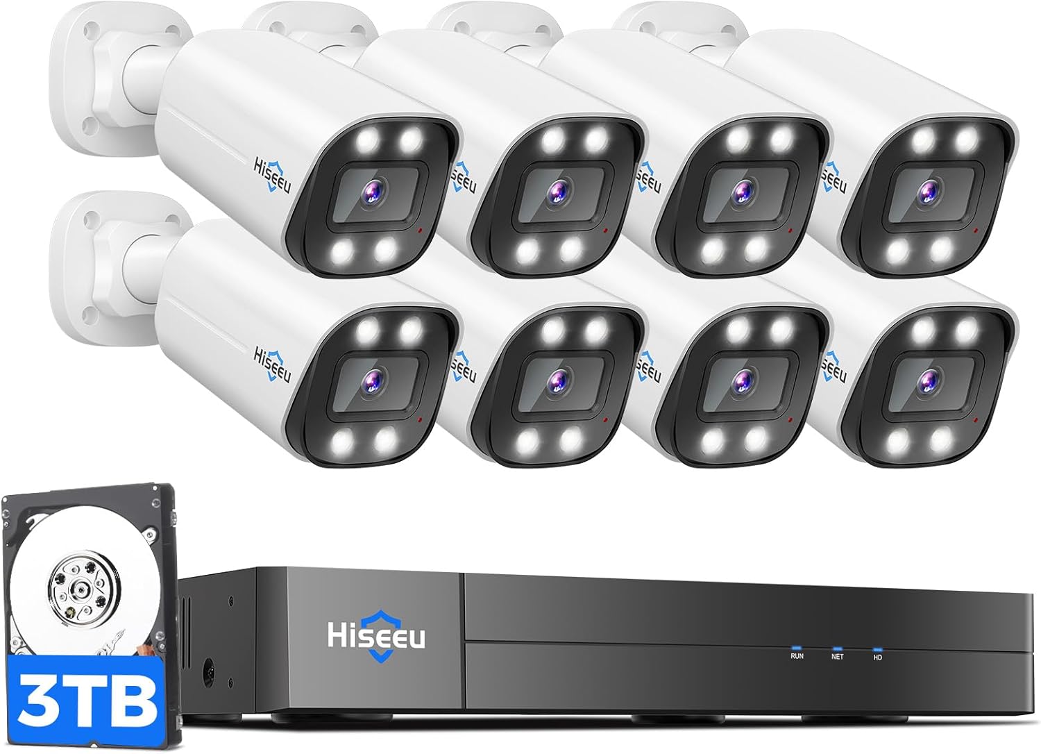 Hiseeu 4K PoE Security Camera System with Color Night Vision