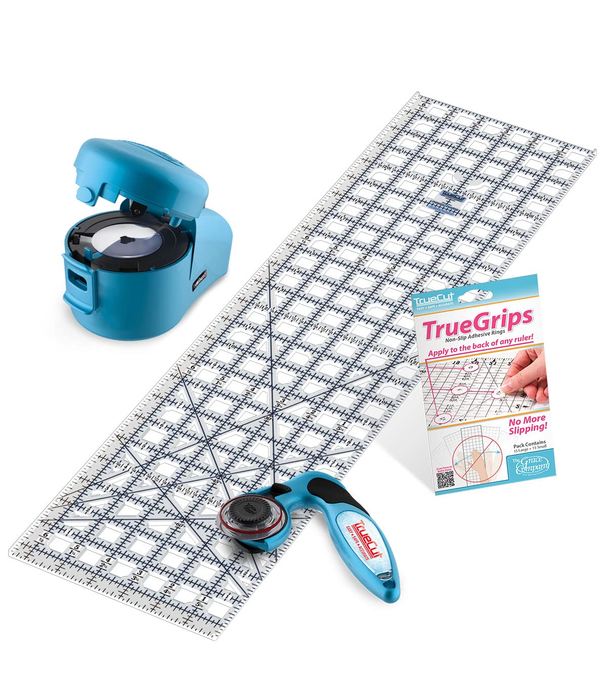 Amazon.com: Quilters Ruler, Rotary Cutter, Ruler Grips, & Rotary Blade ...