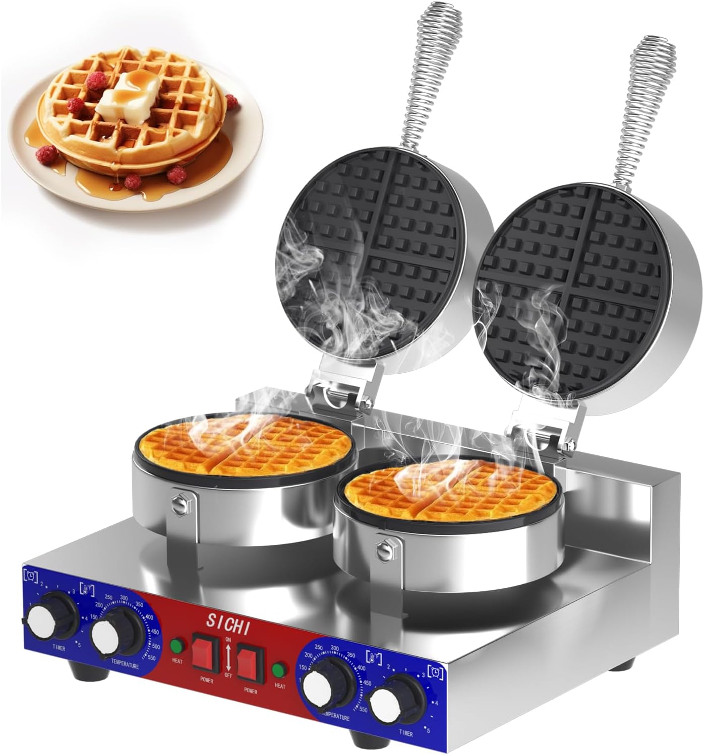 Amazon.com: SICHI Commercial Waffle Maker with 550℉Heating and Timer ...