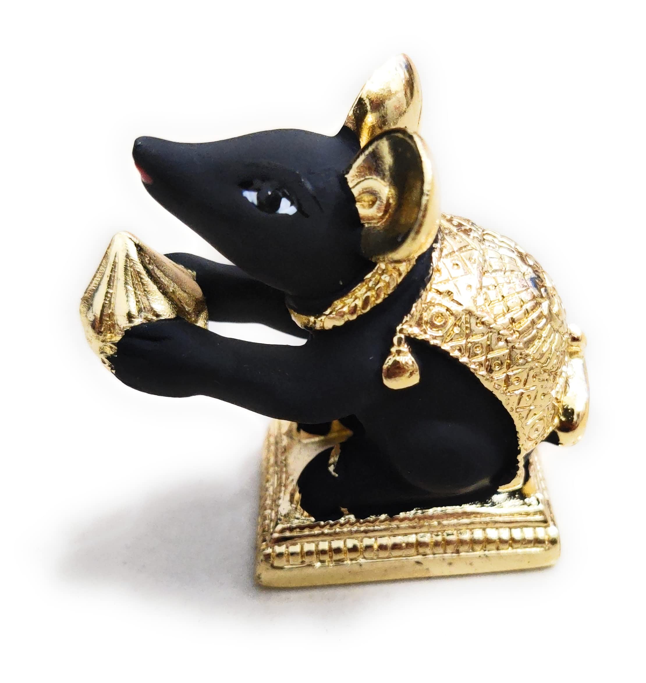 Punyatva Mushak Idol For Ganpati Pooja Black Gold Metal Gauri ...