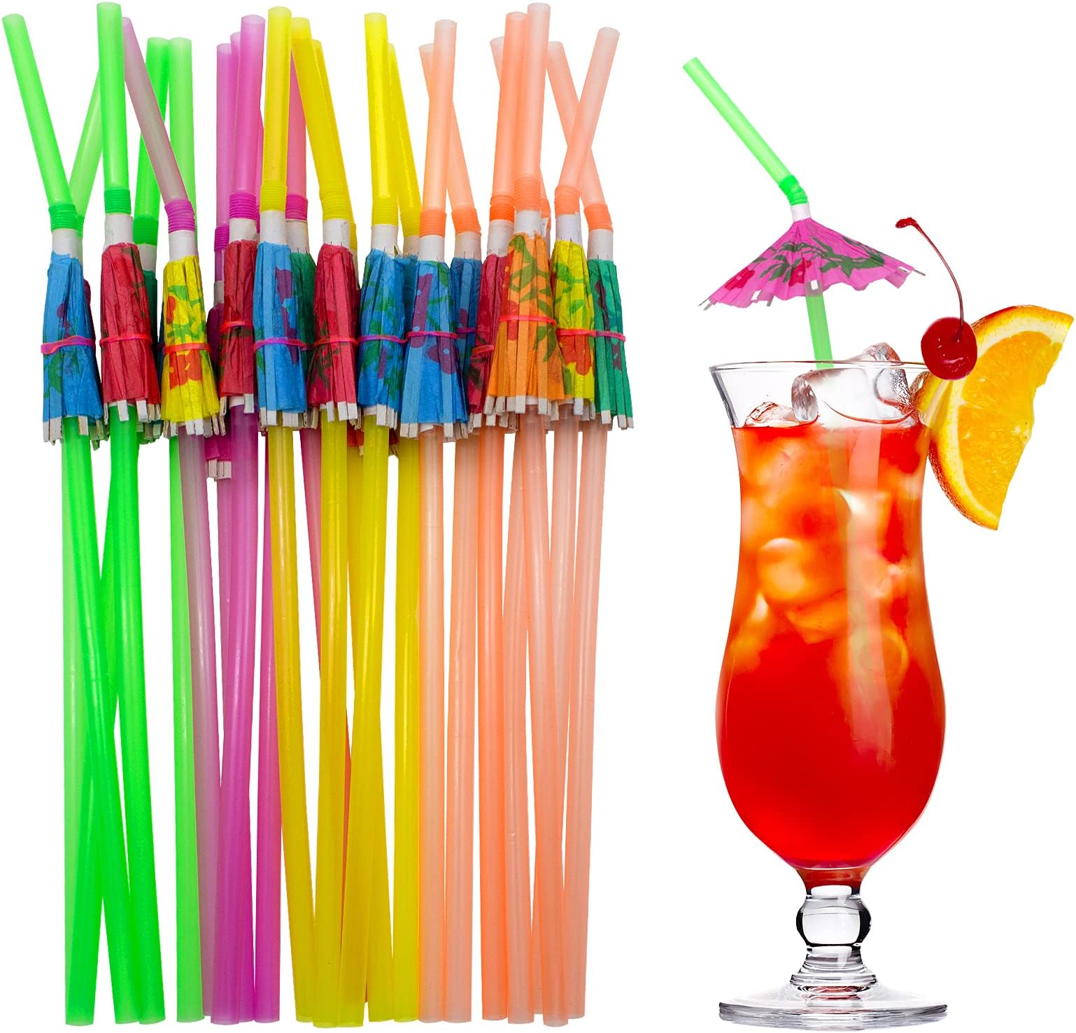 Amazon.com: YGDZ 100pcs Umbrella Straws Fruit Straws, Disposable Luau ...