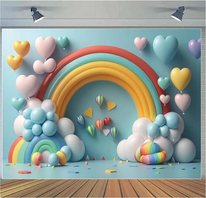 Amazon.com : 7x5 Feet Photography Background Arch Balloon Love Rainbow ...
