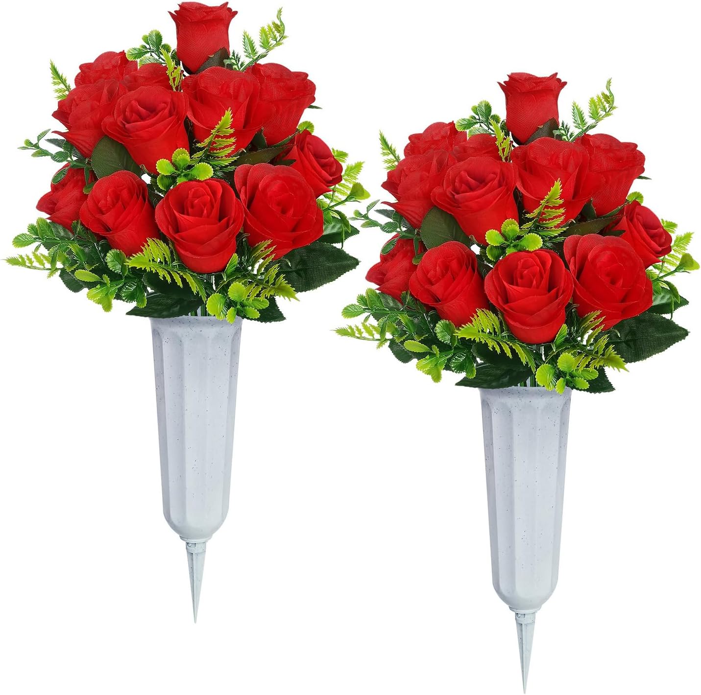 Amazon.com: Bocola Solar Cemetery Artificial Flower & Vase Set Cemetery ...