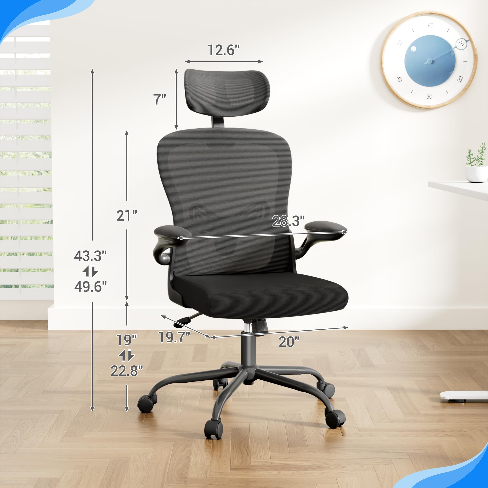 Snapklik.com : Shahoo Office Chair Black, Ergonomic Computer Desk Chairs