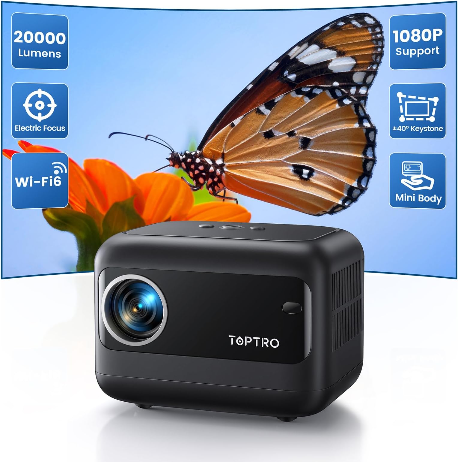 TOPTRO TR25: Mini proyector con WiFi 6 y Bluetooth 5.2, 1080P FHD, LCD ...