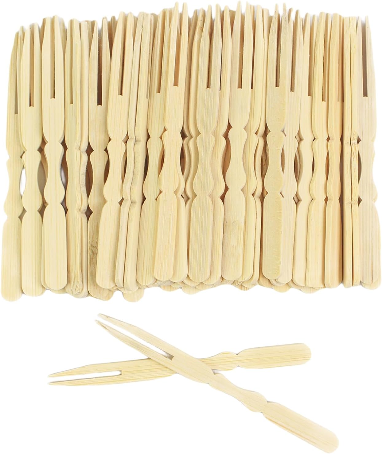 Amazon.com: Mini Wooden Spork, 100PCS Bamboo Forks, Disposable Wooden ...