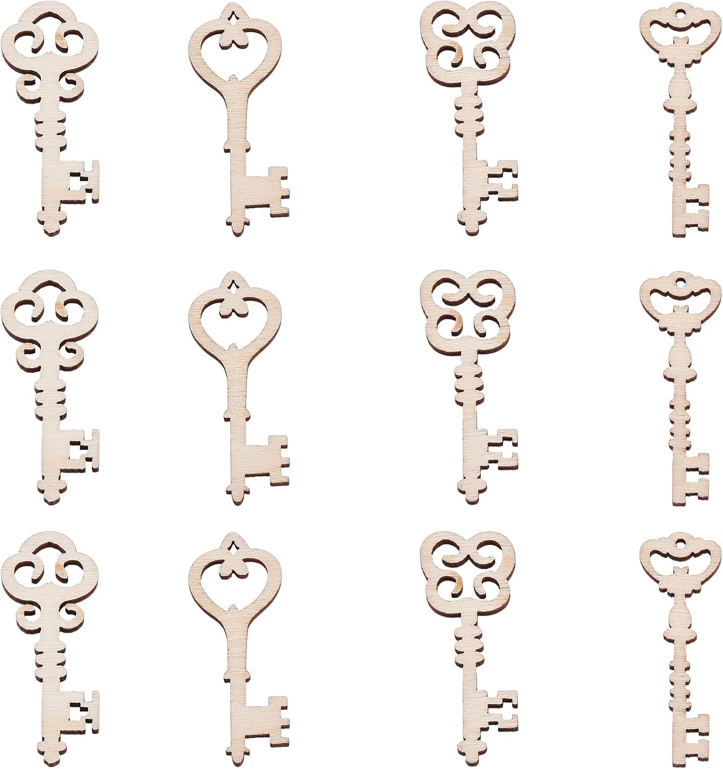 Amazon.com: KitBeads 100pcs Random Wooden Key Shape Natural Wood Mini ...