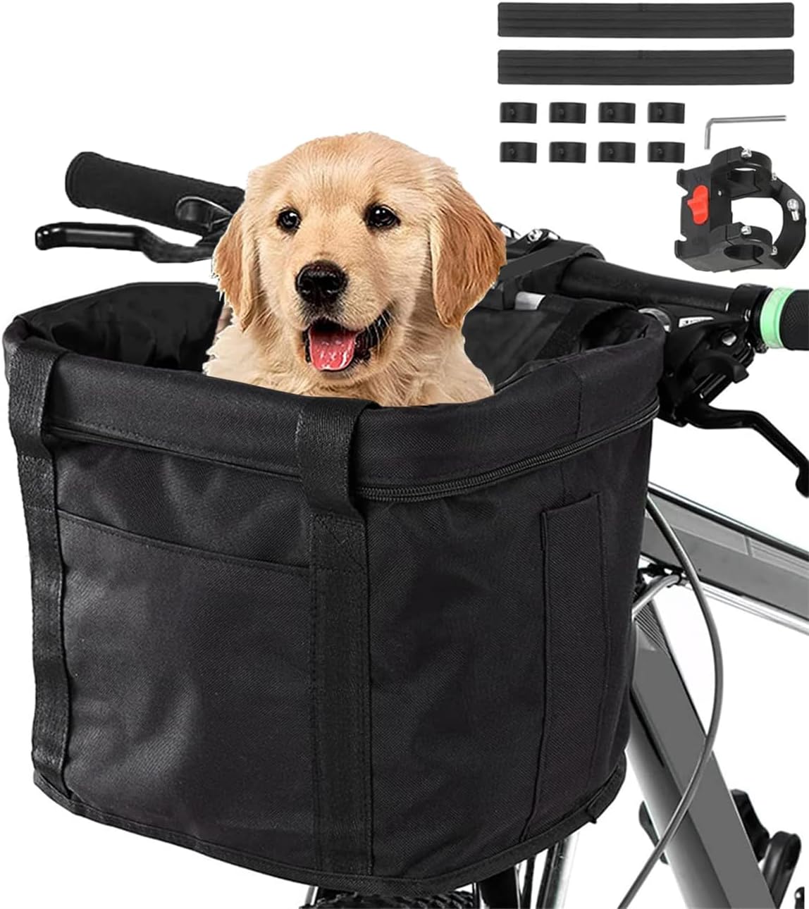 Goldmiky Bicycle Basket Foldable Waterproof Removable Handlebar Basket ...