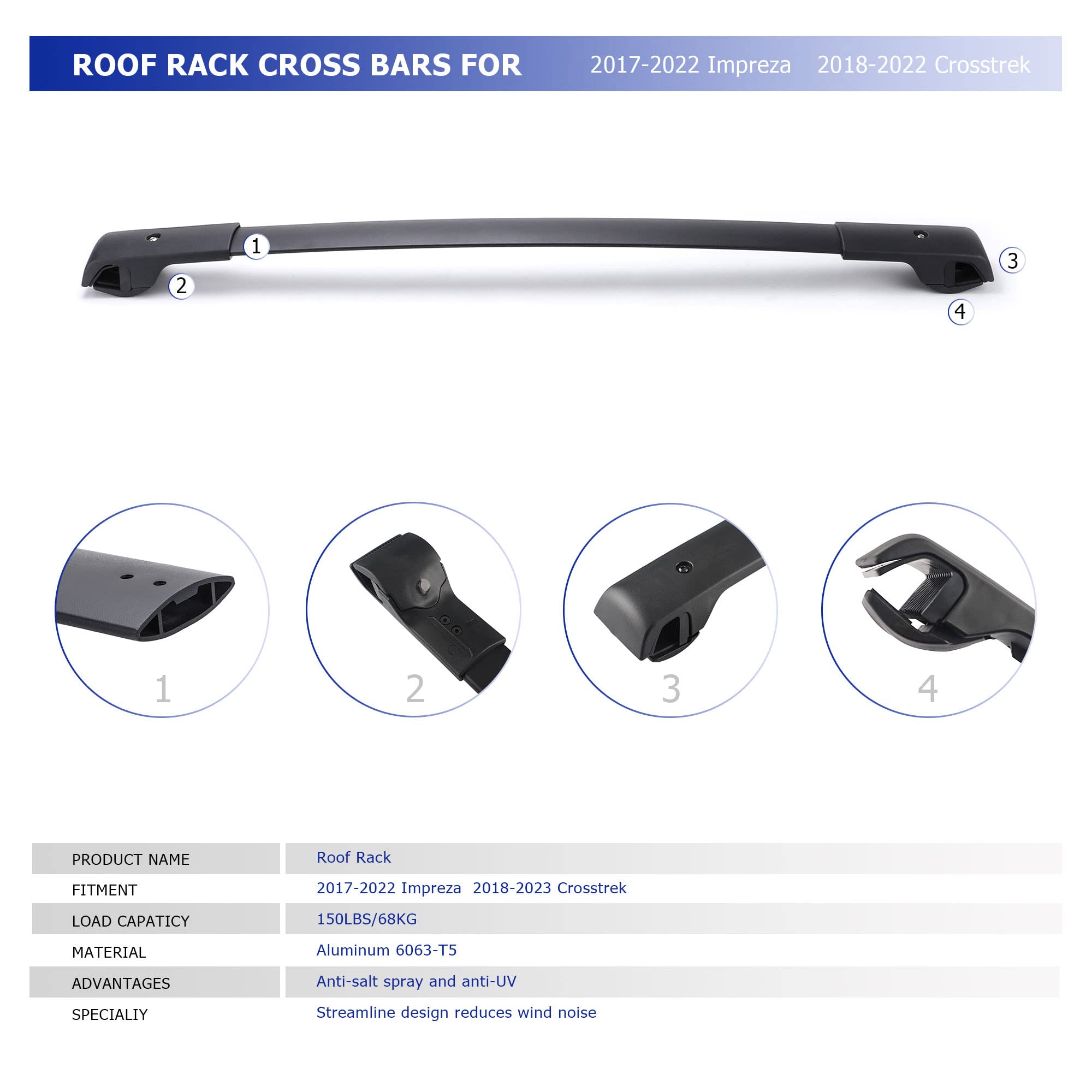 Snapklik.com : FLYCLE Roof Rack Cross Bars For 2018-2024 Subaru ...