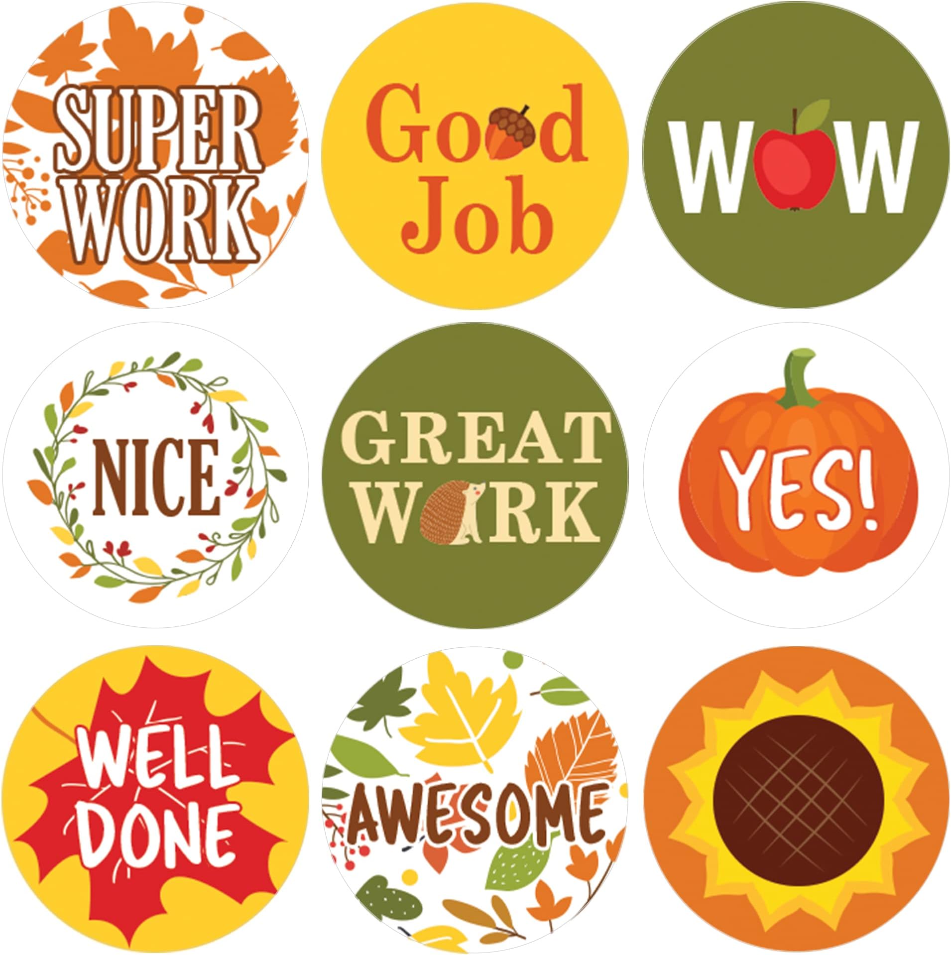 Amazon.com: Teacher Reward Stickers for Kids, Fall Themed Motivational ...